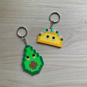Accessories | Handmade Avocado And Taco Perler Bead Keychain | Poshmark